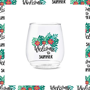 TOSSWARE POP 14oz Vino Summer Sips 1 Series, SET OF 6, Premium Quality, Recyclable, Unbreakable & Crystal Clear Plastic Wine Glasses