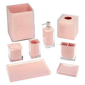 IZOD - Wastebasket, Decorative Trash Can, Resin Home Accessories, Guest Bathroom Essentials (Marina Collection, Pink)