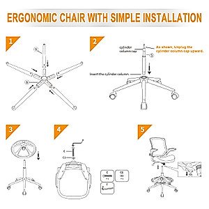 BOJUZIJA Ergonomic Drafting Chair,Standing Computer Desk Chair,Foot Ring,with Flip-Up Arms,Lumbar Support Swivel Computer Task Chair-Black