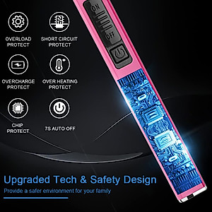 MeeToo Fluorescent Lighter Electric Candle Lighter Rechargeable USB Lighter Plasma Arc Windproof Grow in The Dark for Candle Party (Pink)