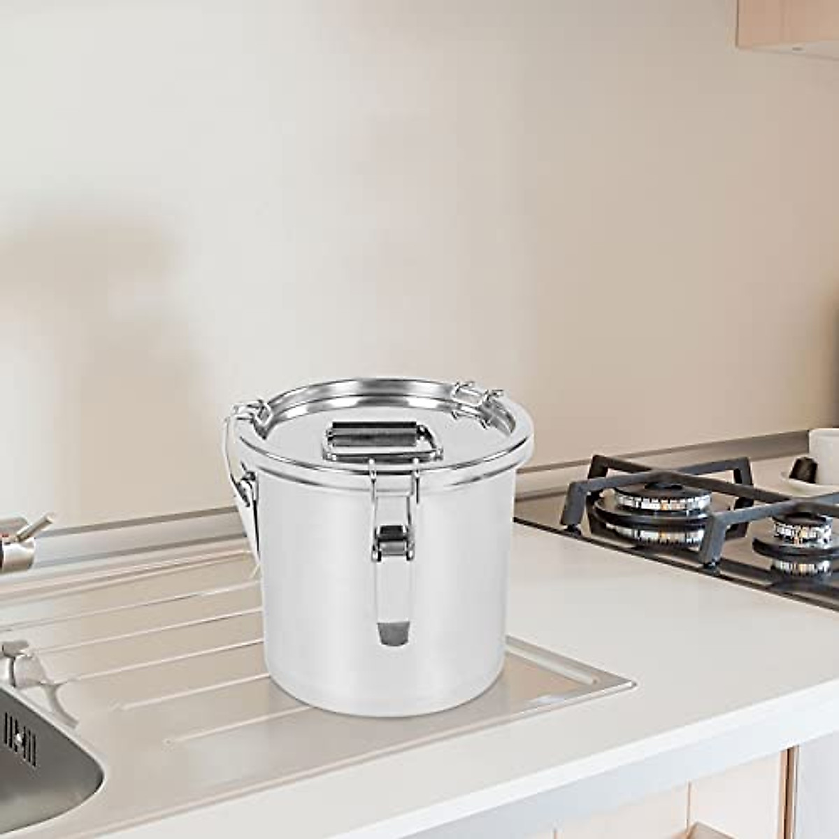 jojofuny Stainless Steel Rice Bucket Grain Storage Bin Rice Dispenser Container Bacon Grease Container Milk Bucket Can for Rice Dry Foods Flour