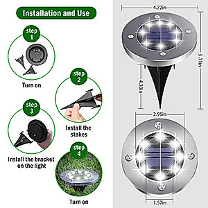 DUUDO Solar Outdoor Lights 12 Packs, Solar Lights Outdoor Waterproof IP65, Outdoor Solar Lights, Disk Solar Garden Lights for Yard Deck Lawn Patio Pathway Walkway Cold White
