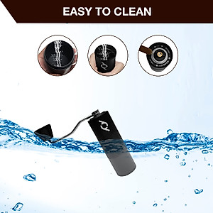 Polydrink Manual Coffee Grinder (Black) - Stainless Steel Conical Burr with Internal Adjustable Settings - Portable, Good for Home Office Traveling Hiking or Camping - Espresso to French Press