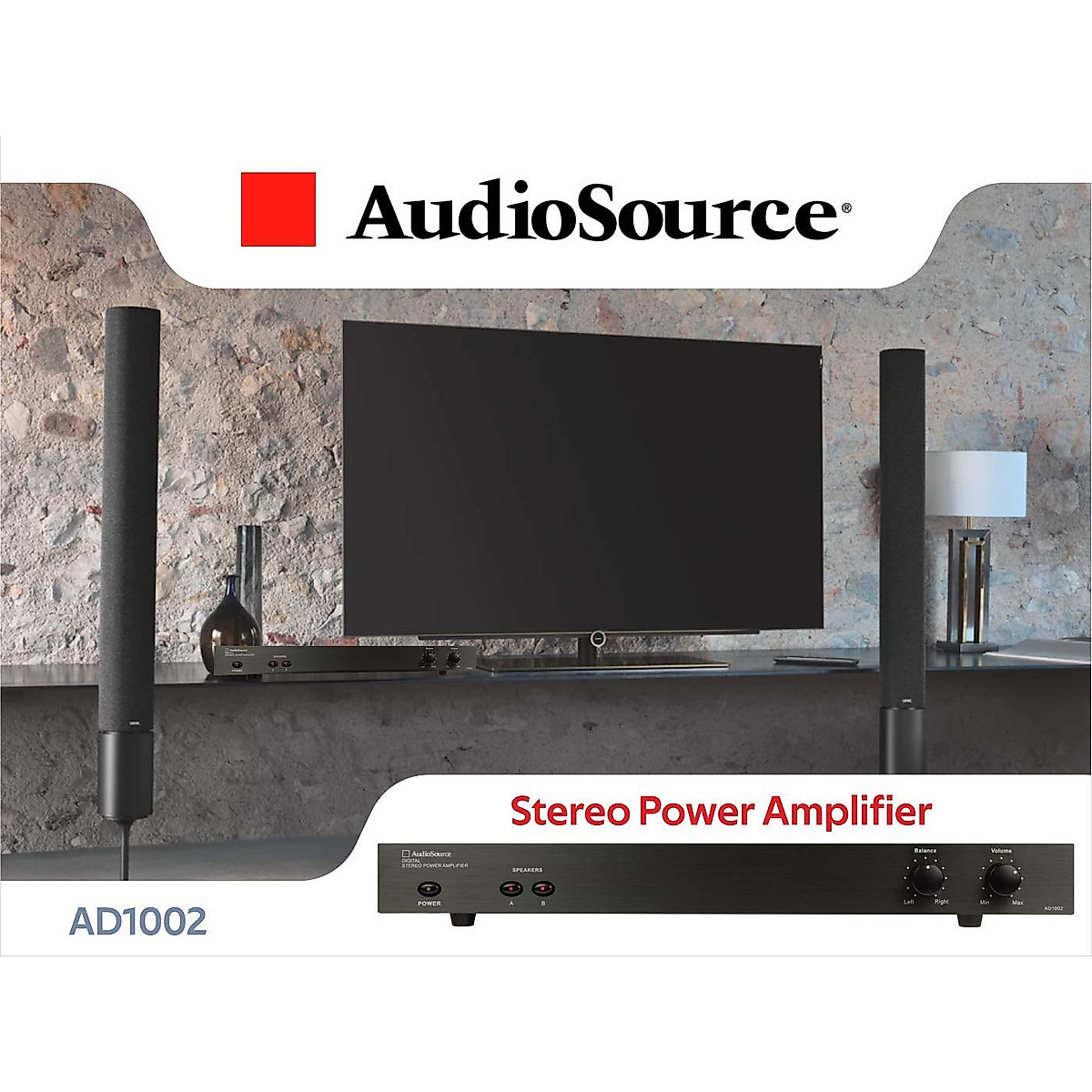 AudioSource Digital Amplifier, 2 Channel Stereo Power D Amplifier AD1002 for Home Sound Systems