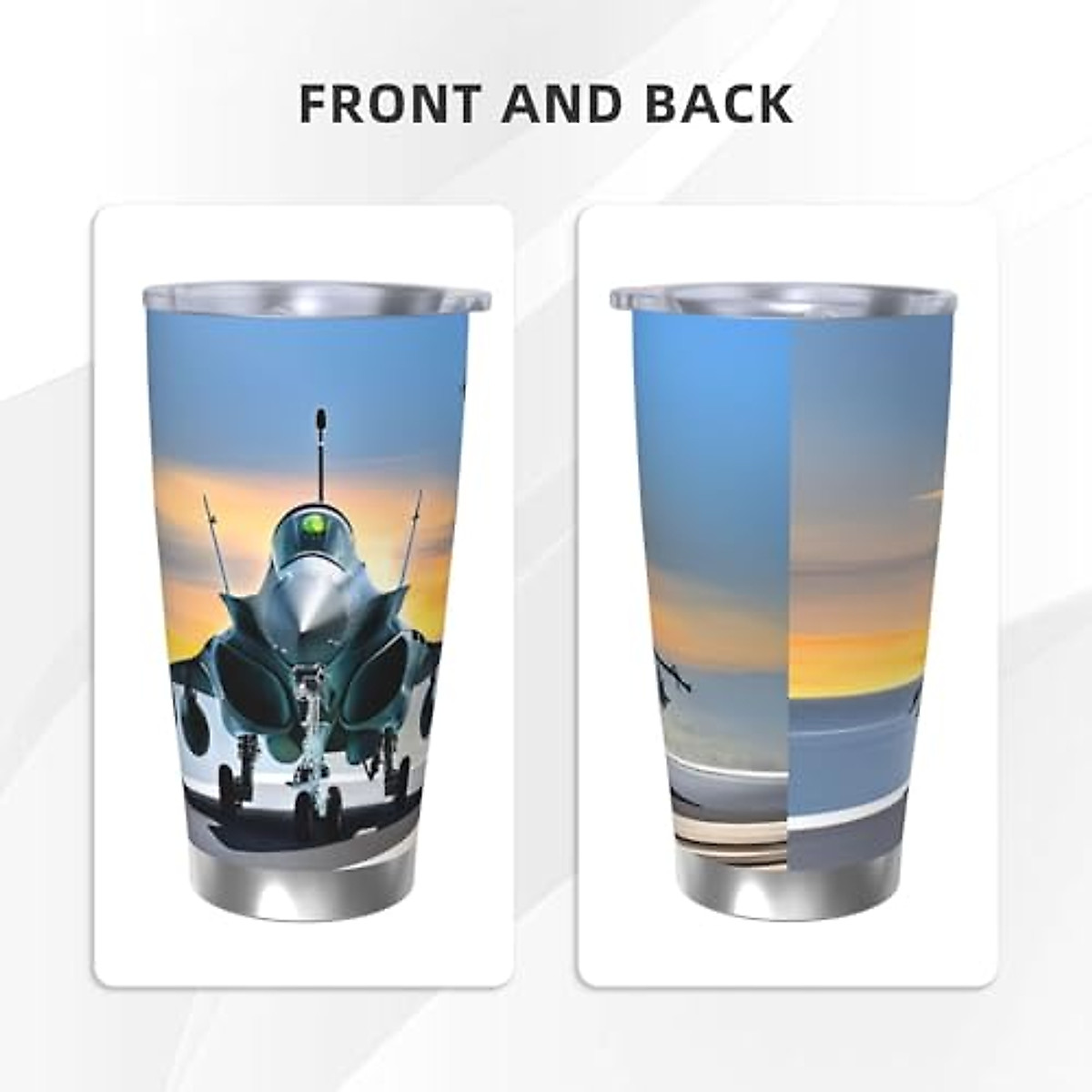 EKPRAVDKTF Airplane 20oz Insulated Stainless Steel Tumbler With Lids And Straws, Double Wall Vacuum Travel Coffee Mug, Thermal Cup For Cold & Hot Drinks, Reusable Metal Straw & Brush