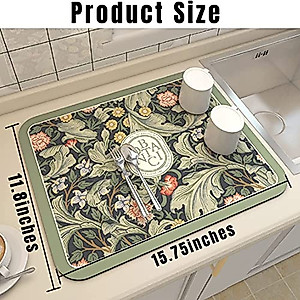 2023 New Fantasy Style Draining Mat,Powerful Absorbent Dish Drying Mat,Vintage Plates kitchen drying mat,Soft Diatom Mud Non-slip Drain Pad Quick Dry Mat for Kitchen Counter (D, 15.75×19.68 inch)