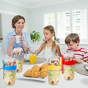 LDXDRU 4Pcs Yogurt Parfait Cups with Lids, Overnight Oats Containers with Lid and Spoon, Reusable Yogurt Containers, Breakfast On the Go Cups for Milk Snack Fruit, Large 37oz