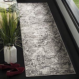 SAFAVIEH Skyler Collection 2' x 12' Grey/Ivory SKY186K Modern Abstract Non-Shedding Living Room Bedroom Runner Rug