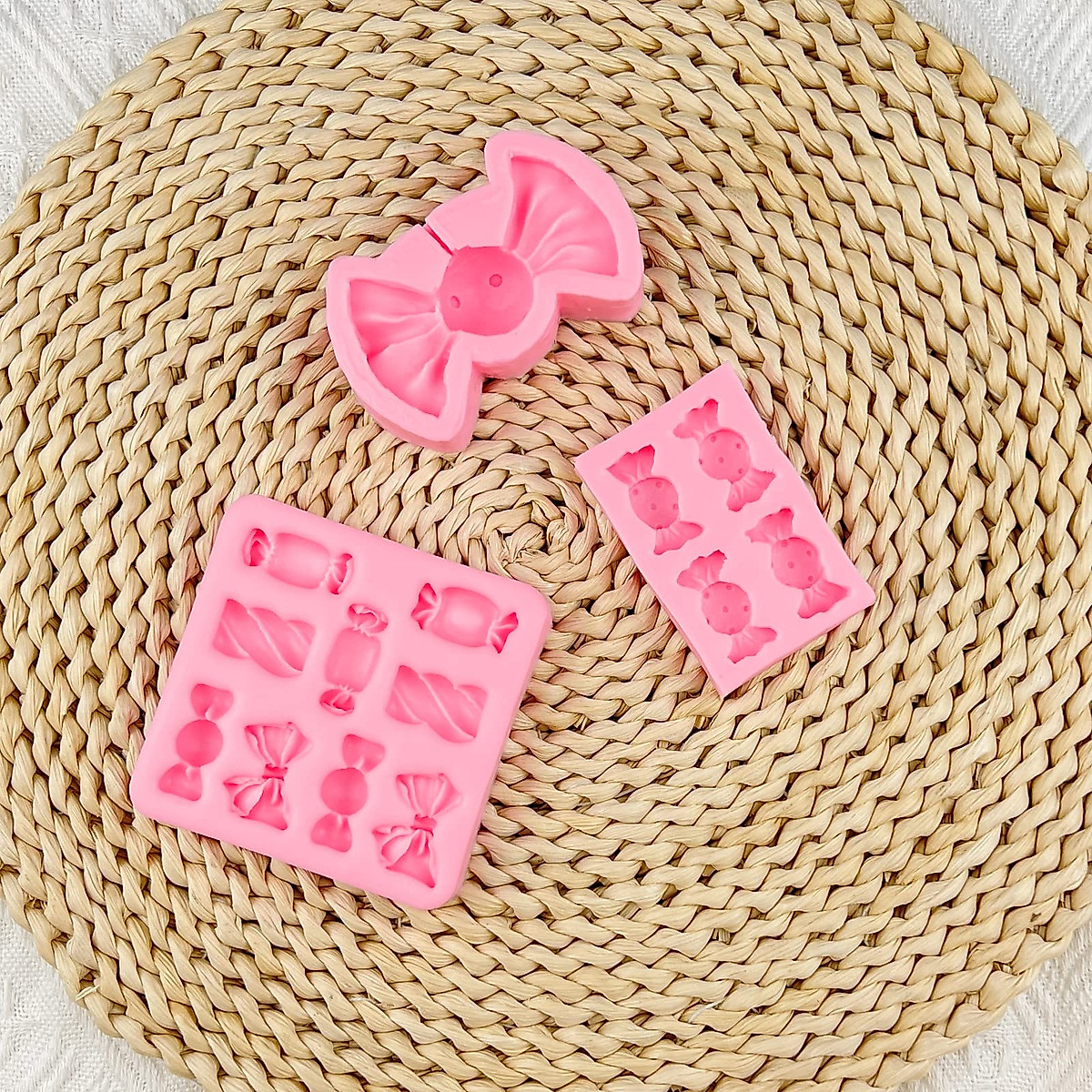 Candy Lollipop Molds 3Pcs, Candy Shape Cake Decorating Silicone Molds for DIY Chocolate Mousse Cookie Butter Gum Cupcake Topper Flower Paste Epoxy Clay Plaster Candle Soap