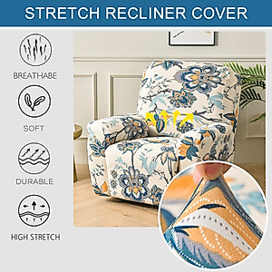 HAOYONG Recliner Slipcovers Stretch Lazyboy Recliner Cover 4 Pieces Covers for Recliners 1 Seat Recliner Couch Covers with Side Pocket Furniture Protector for Living Room