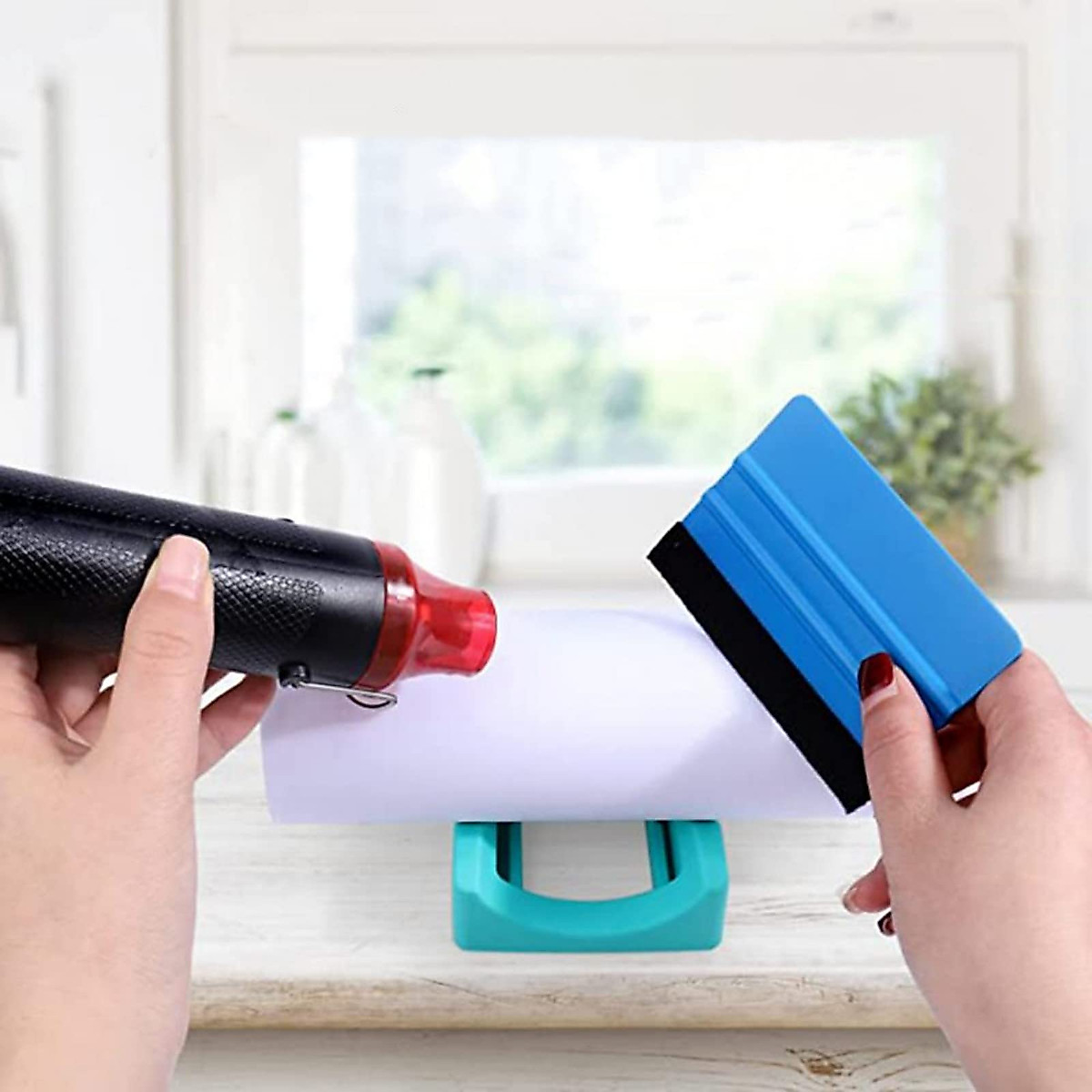 Silicone Cup Cradle for Tumbler Crafting Tumbler Holder with Built-in Slot and Felt Edge Scraper 2 Angle Supports Anti Skidding Tumbler Cradle for Cups and Bottles (Blue)