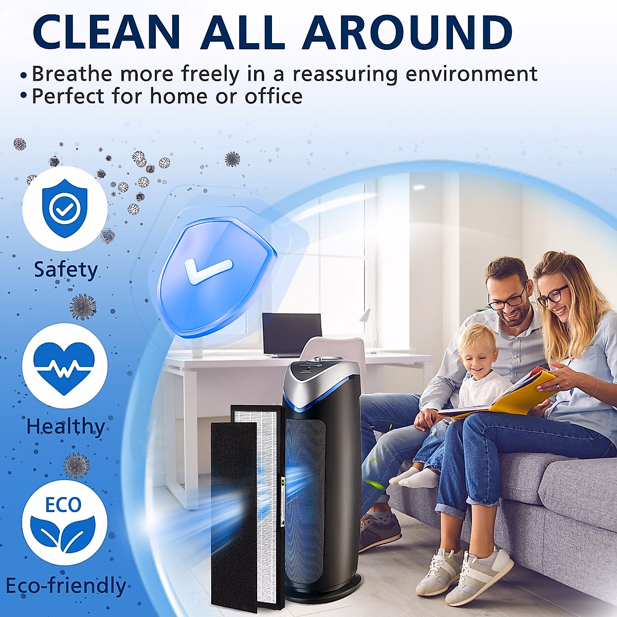 2-Pack FLT4825 True HEPA Filter B Replacement Compatible for G-guardian Models AC4825 AC4850PT AC4900CA AC4820 PureGuardian AP2200CA Plus 8 Carcon Filter