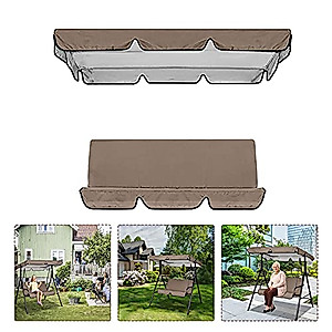 Patio Swing Canopy Cover Set - Swing Replacement Top Cover + Swing Cushion Cover for 3 Seater Swing Waterproof Dustproof, Only Cover
