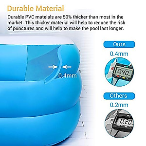 AsterOutdoor Inflatable Swimming Pool Full-Sized Above Ground Kiddle Family Lounge Pool for Adult, Kids, Toddlers, 77" x 55" x 23" Thickened, Blow Up for Backyard, Garden, Party, Blue