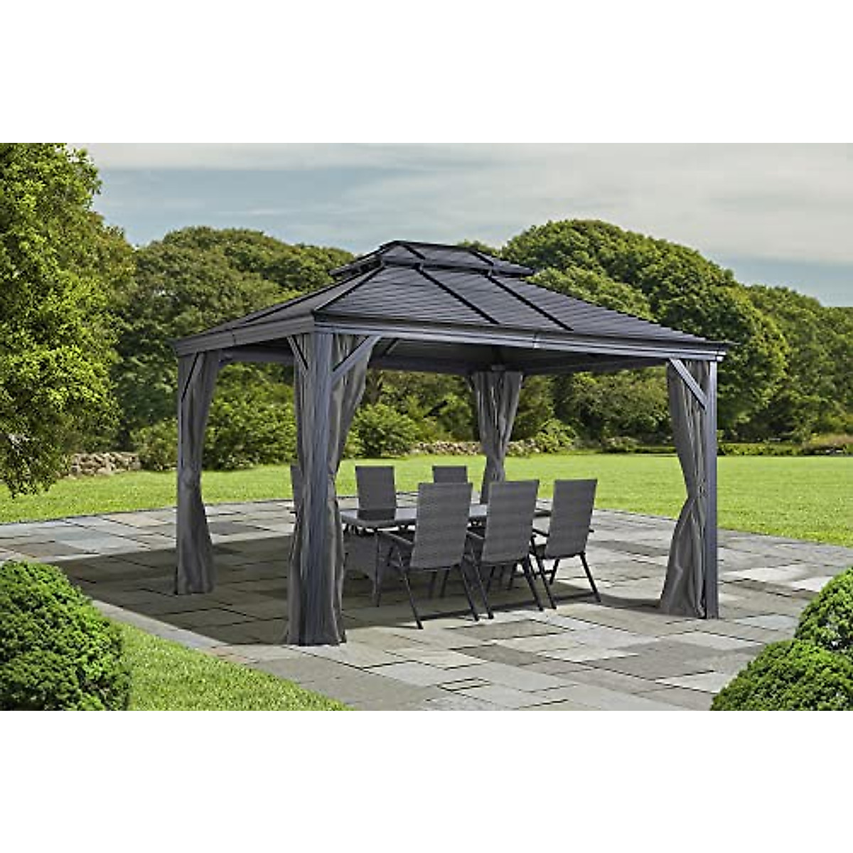 Sojag Accessories Set of 4 12' x 14' Curtains for Monaco/Messina/Mykonos Outdoor Gazebo Models, Grey