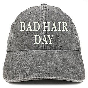 Trendy Apparel Shop Bad Hair Day Embroidered 100% Cotton Baseball Cap - Black