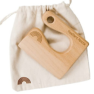 Resilient Roots Kids Knife I Toddler Knife for Chopping I Rainbow Themed Kids Knifes for Real Cooking I Toddler Knives with Canvas Bag I 3.5" x 4" I Montessori Knife for 3 Year Old +