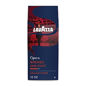 Lavazza Intenso Ground Coffee Blend, 12-Ounce Bag, Non-GMO, Full-bodied dark roast with flavor notes of Chocolate for a bold, rich result