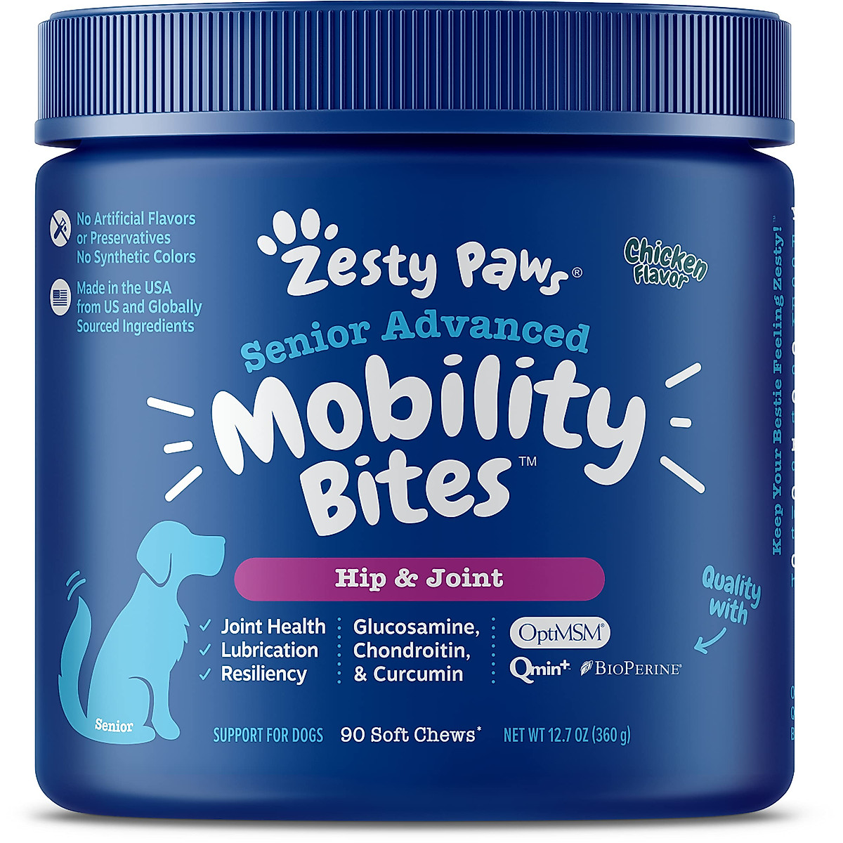 Zesty Paws Senior Advanced Glucosamine for Dogs - for Hip & Joint Arthritis Pain Relief + Probiotic for Dogs - with Natural Digestive Enzymes + Prebiotics & Pumpkin