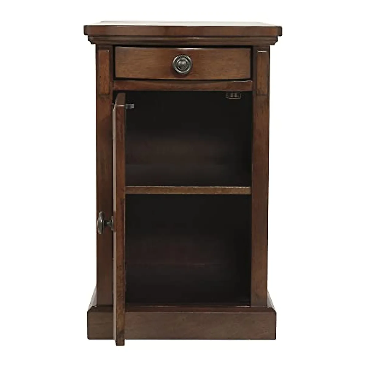 Signature Design by Ashley Laflorn Traditional Chair Side End Table with 2 USB Ports & Outlets, Medium Brown