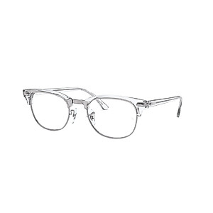 Ray-Ban RX5154 Clubmaster Square Prescription Eyeglass Frames, White Transparent/Demo Lens, 51 mm