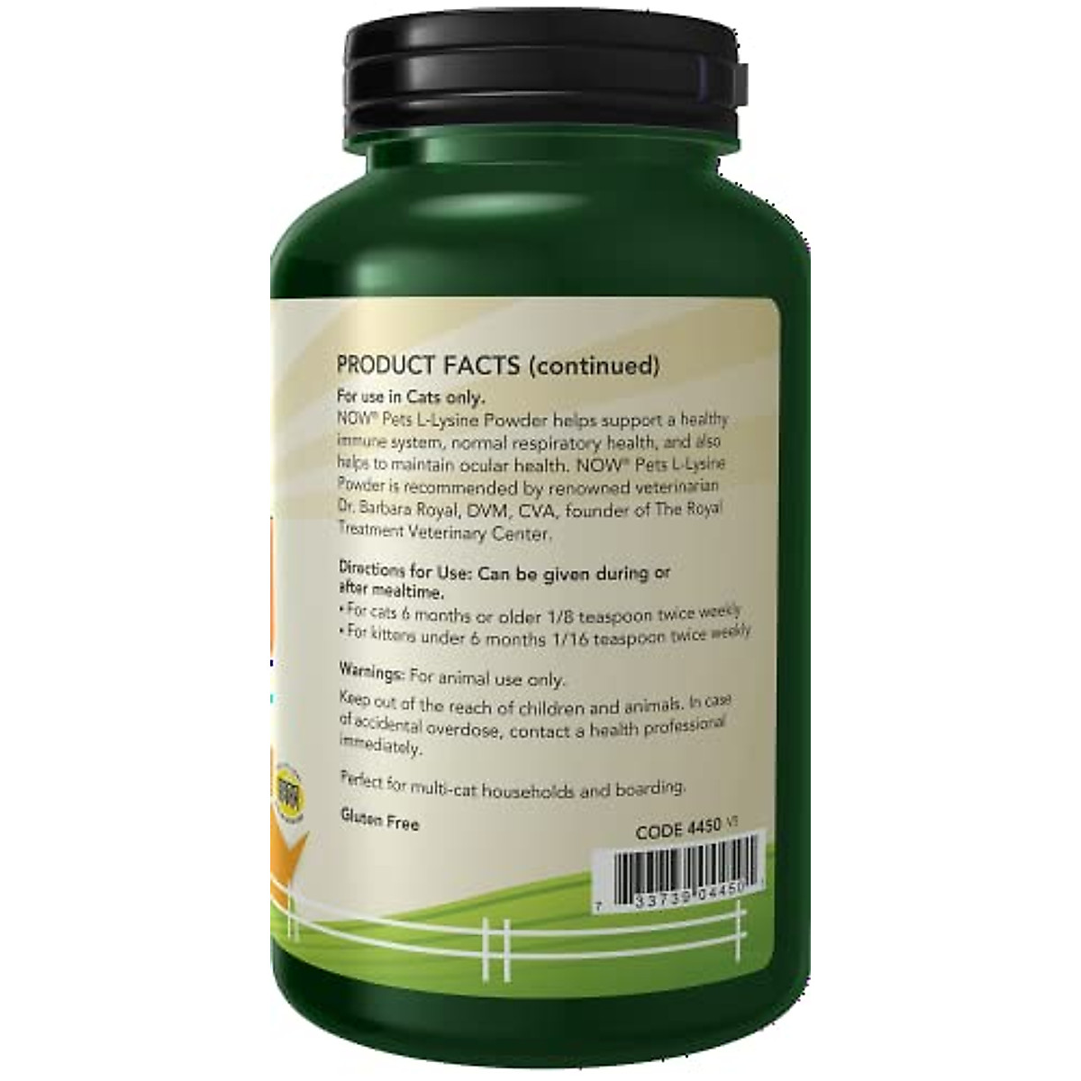 NOW Pet Health, L-Lysine Supplement, Powder, Formulated for Cats, NASC Certified, 8-Ounce