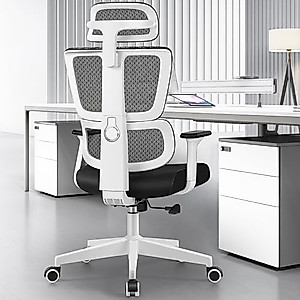 Primy Ergonomic Mesh Office Chair - High Back Computer Chair with Adjustable Lumbar Support and 360 Degree Swivel (White)