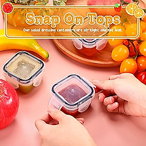 Mimorou 20 Pcs Plastic Salad Dressing Containers 2 oz Sauce for Lunch Box Reusable Condiment with Lids Square Mini Fridge Leakproof Food Storage Containers, Clear & Black