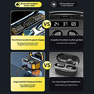 Wireless Bluetooth Headset, Low Latency, Active Noise Reduction, with LED Display Charging Case, 2000mah Large Capacity Charging Box, Can Charge The Phone, for Sport, Gaming