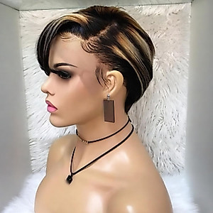 ReHebbe Pixie Cut Wigs for Black Women 99J/613 Blonde Color Short Cut Human Hair Wigs