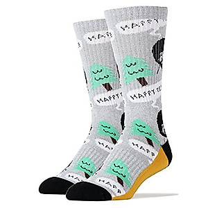 JYinstyle Mens Funny Novelty Crew Athletic Bob Ross Happy Tree Socks
