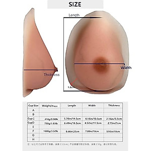 Real Skin natural BreastSilicone Breast Forms for Mastectomy Prosthesis Crossdresser Transgender (Nude, B Cup 840g)