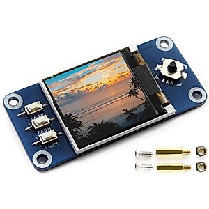 waveshare 1.44inch LCD Display HAT for Raspberry Pi 4B/3B+/3B/2B/3B+/Zero/Zero W/WH, 128x128 Pixels SPI Interface RGB, 65K Display Color ST7735S Driver 3.3V Operating Voltage