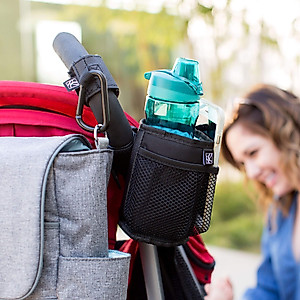 J.L. Childress Clip 'N Carry Stroller Hooks - Universal Stroller Clips with Non-Slip Straps - Durable Carabiners to Hold Watter Bottles & Bags - 2 Pack - Perfect for Uppababy & more - Black