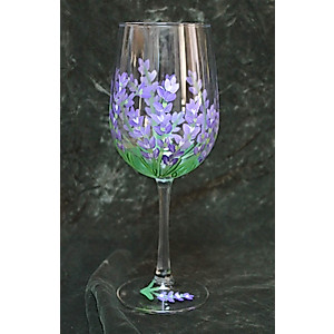 Hand Painted Wine Glasses - Purple Lavender (Set of 2)