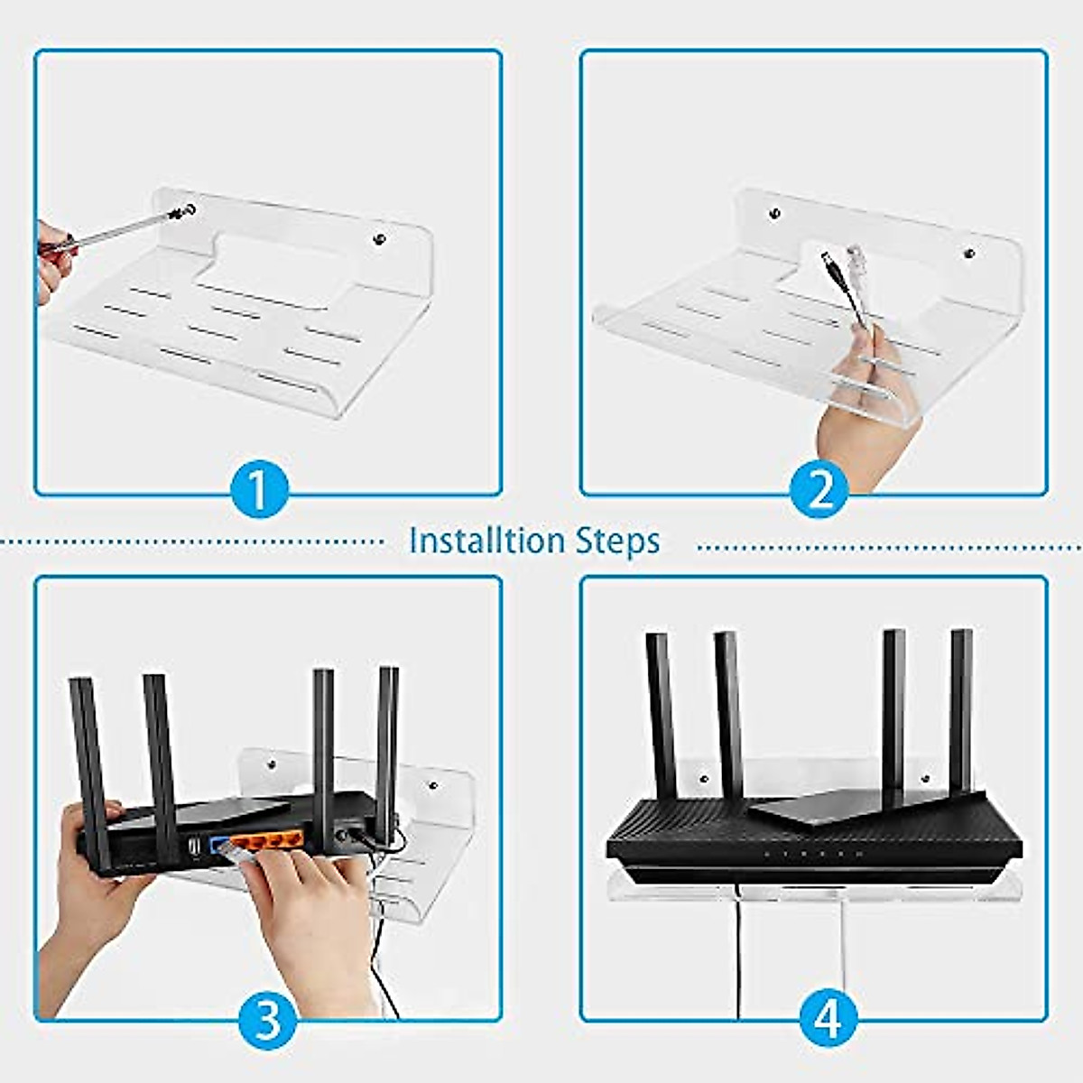 Valink Acrylic Floating Wall Shelves Hanging Shelves,Wall Mounted Acrylic Small Wall Shelf Floating Shelves for Speakers