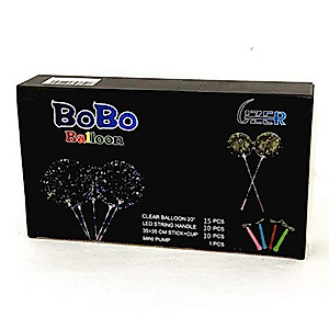 LED Light Up BoBo Balloons Colorful 10 Packs,3 Levels Flashing Handle,20 Inches Bubble Balloon,70cm Stick,Christmas Birthday Party Decoration