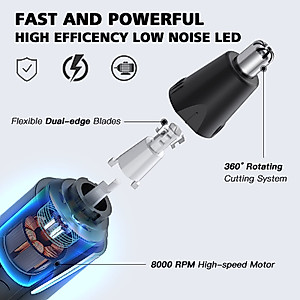 Ear and Nose Hair Trimmer-Rechargeable Nose Hair Trimmer for Men and Women-2023 Professional Painless Nose Clipper Eyebrow &amp; Facial Hair Trimmer-IPX7 Waterproof Dual Edge Blades for Easy Cleansing