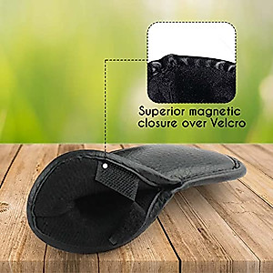 All Teed Up Premium Magnetic Leather Iron and Wedge Golf Club Head Covers | Set of 10 | Fits Most Clubs | Embroidered Club Label on Both Sides of Club Head Cover