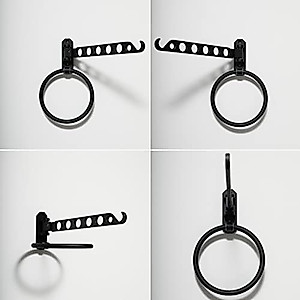 Yooloks Laundry Drying Rack Wall Mounted, Black Folding Clothes Drying Rack Clothes Hanger Rack with Swing Arm and Round Towel Ring, Space Saver for Laundry Room Bathroom Closet Storage Organizer