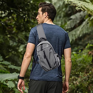 NUFR Sling Backpack Sling Bag Crossbody Backpack for Women Men Waterproof Chest Shoulder Bag Daypack for Hiking Walking Biking Travel Cycling USB Charger Port(Medium-White)