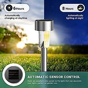 GIGALUMI 16 Pack Solar Path Lights Outdoor,Solar Lights Outdoor Waterproof,Stainless Steel LED Landscape Lighting,Solar Garden Lights for Driveway,Pathway,Patio,Yard