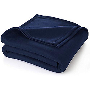 Fleece Blanket Twin Size - Polar Soft Brushed Fabric for Bed, Sofa, Living Room - Thermal Lightweight Spread - All Season Cozy Throw Blanket or Pet Blankets - 56’’ x 92’’ - Navy Blue