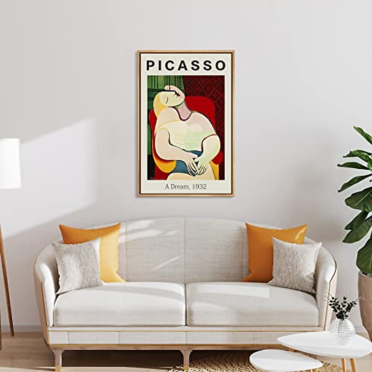 Framed Canvas Print Wall Art A Dream Famous Paintings Artwork By Pablo Picasso Canvas Prints Home Decoration for Living Room, Bed Room, Office - 12x16in Natural Framed