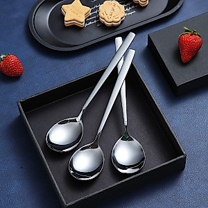 Berglander Teaspoons 6.3" Set of 6, Stainless Steel Shiny Polish Tea Spoons Silverware, Modern Design Tea Spoon Small Dessert Spoon Teaspoon Sturdy Easy To Clean Dishwasher Safe