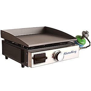 Flame King Flat Top Portable Propane Cast Iron Grill Griddle Tabletop for Outdoor Camping, Tailgating, Outdoor Cooking
