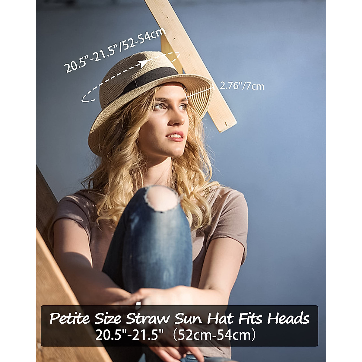 Zylioo Oversize XXL Straw Sun Hats,Wide Brim Panama Hat,Fedora Summer Beach Hat,UPF Straw Hat for Big Heads