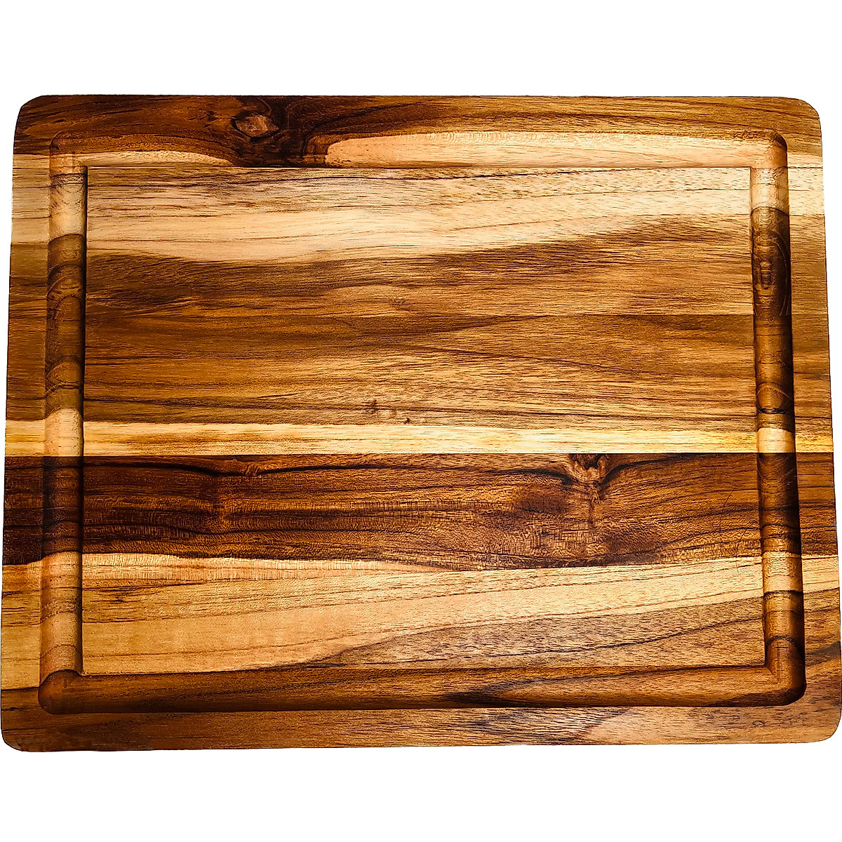 Mountain Woods Brown Teak Wood Cutting Board w/Juice Groove | Cheese Board | Chopping board | Charcuterie board | Butcher Block - 15" x 12" x 0.75"