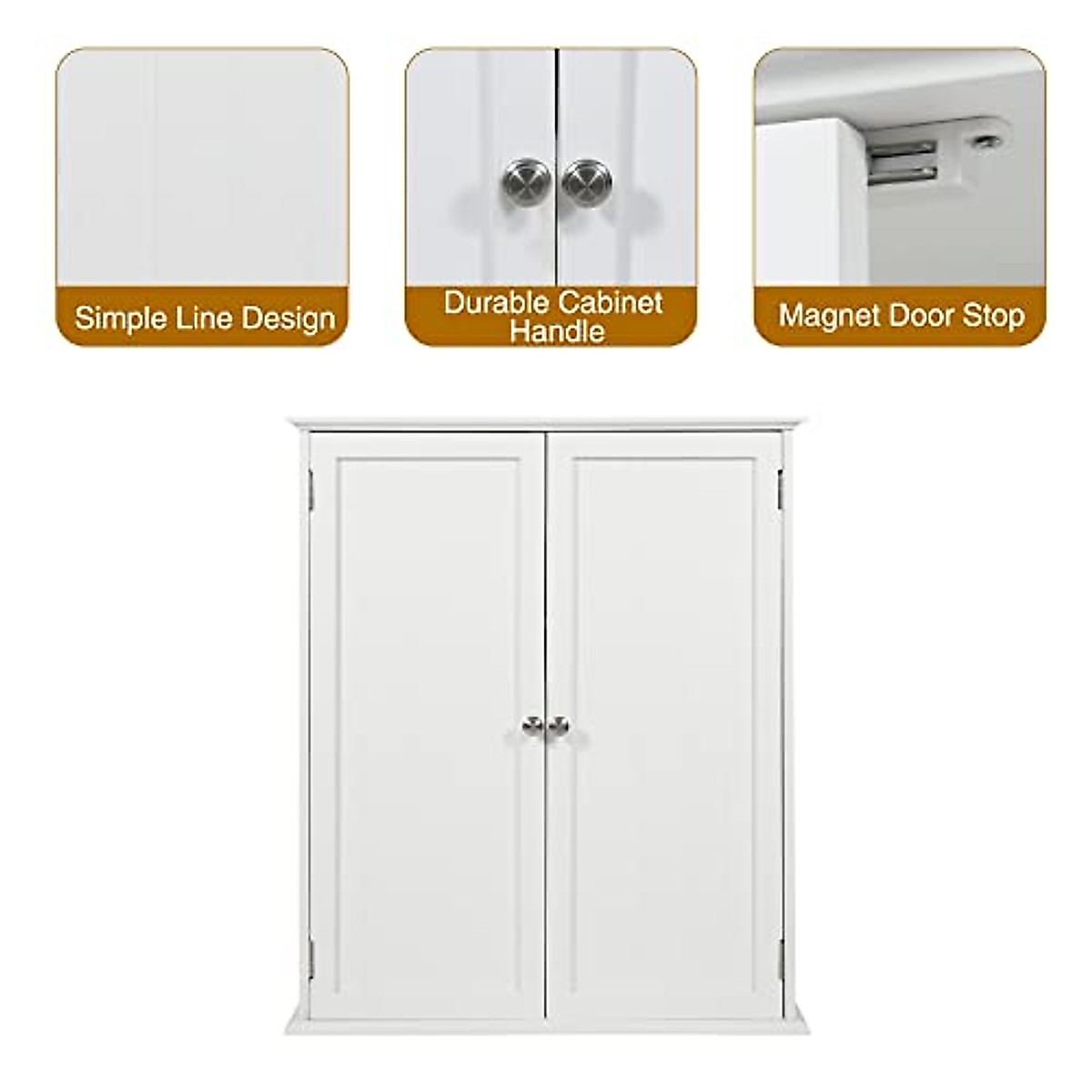 ALAPUR Bathroom Cabinet Wall Mounted,Over Toilet Storage Cabinet with 2 Doors and Adjustable Shelves,Wood Medicine Cabinet for Bathroom, White