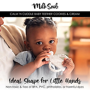 Milk Snob Calm 'n Cuddle Baby Teether - Car Seat Teether - Food-Grade Silicone - Baby Shower Teething Toy, Baby Essentials for 3+ Months - Easy to Clean - Designed in The USA (Cookies & Cream)